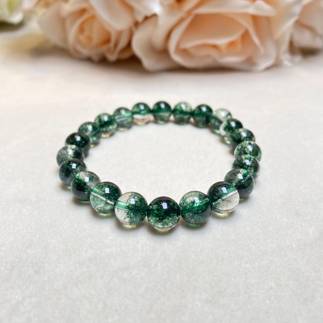 Green Phantom Ghost Quartz Chakra Bracelet, Handmade Gift, Beaded ...