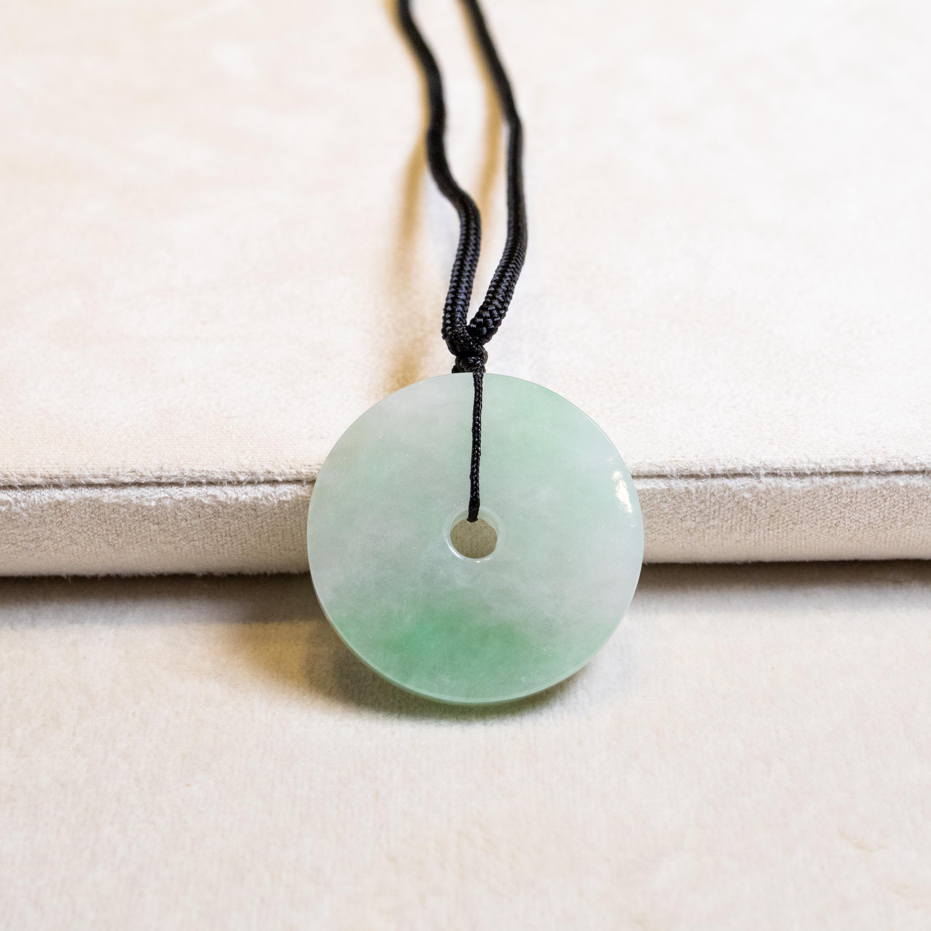 Gradient Green Round Jade Pendant, Natural Jadite Gemstone, Gorgeous ...