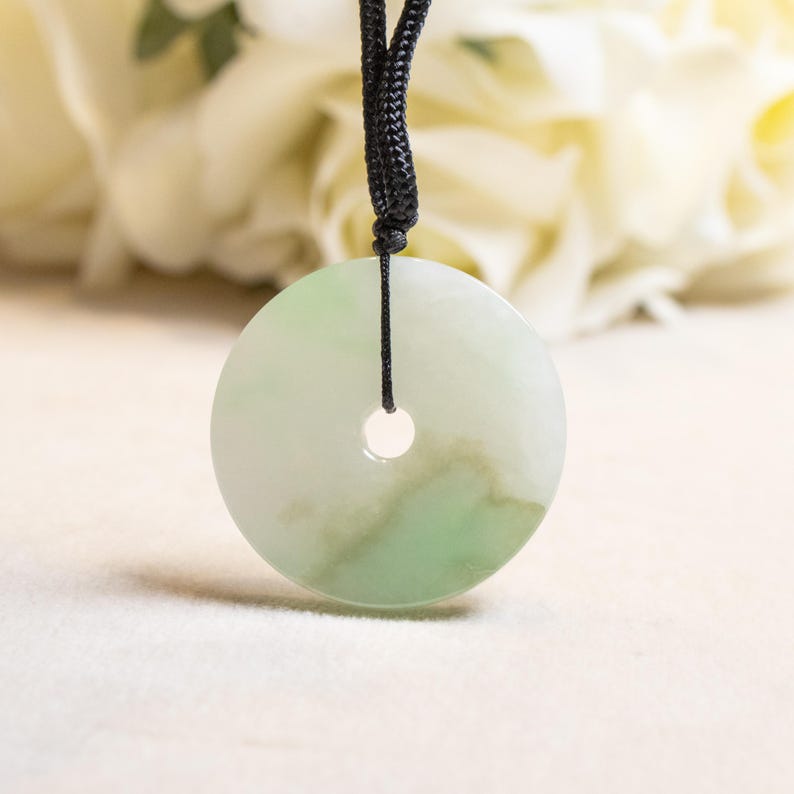 Gradient Green Round Jade Pendant, Natural Jadite Gemstone, Gorgeous ...