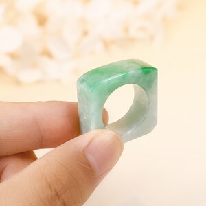 US8.5 Flat Top Green Ring | Square Jadeite Ring | Natural Type A Jade ...