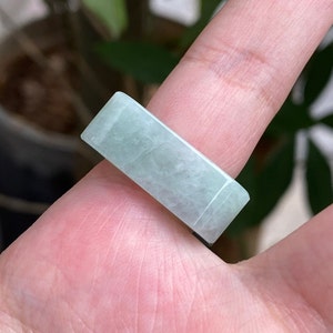 US8.5 Flat Top Green Ring Square Jadeite Ring Natural Type A Jade Apple ...