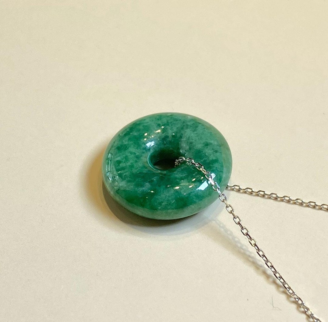 Green Donut Jadeite Pendant, Donut Jadeite Necklace, Round Real Type A ...