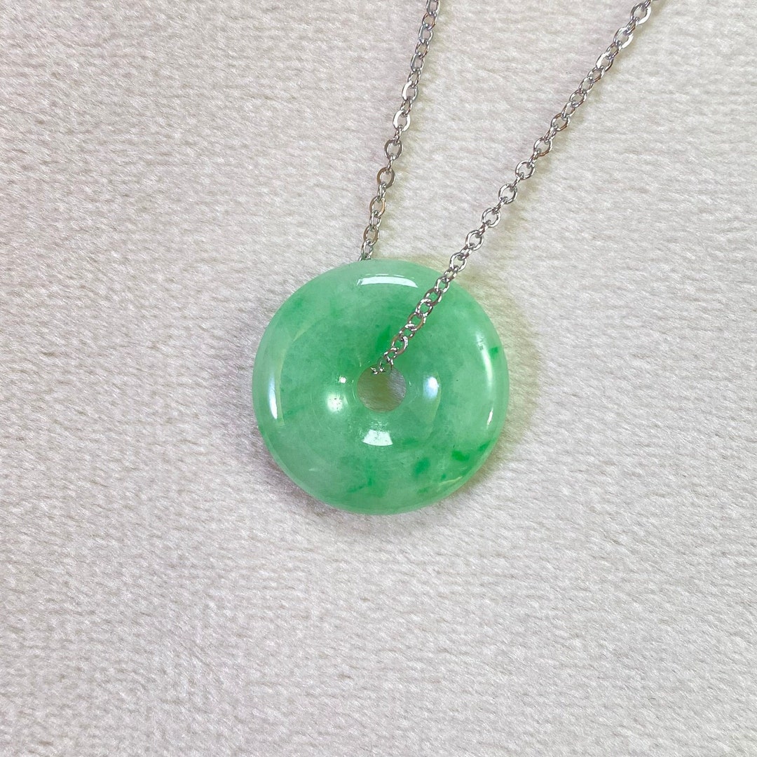 Green Donut Jade Pendant, Donut Jadeite Necklace, Round Real Jadeite ...