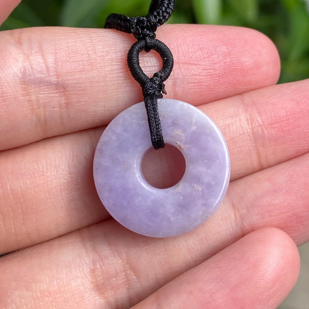 Purple Disc Jade Pendant Necklace, Protection Necklace, Lucky Jadeite ...