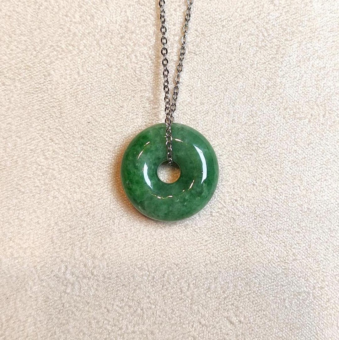 Green Donut Jadeite Pendant, Donut Jadeite Necklace, Round Real Type A ...