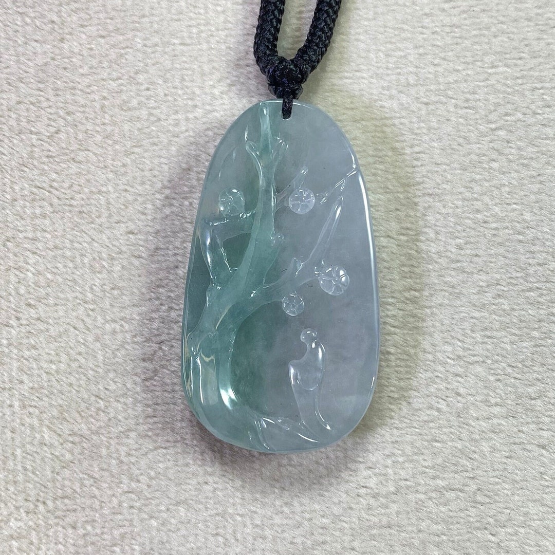 Tree Carved Jade Pendant, People Under the Tree Pendant, Genuine Type A ...