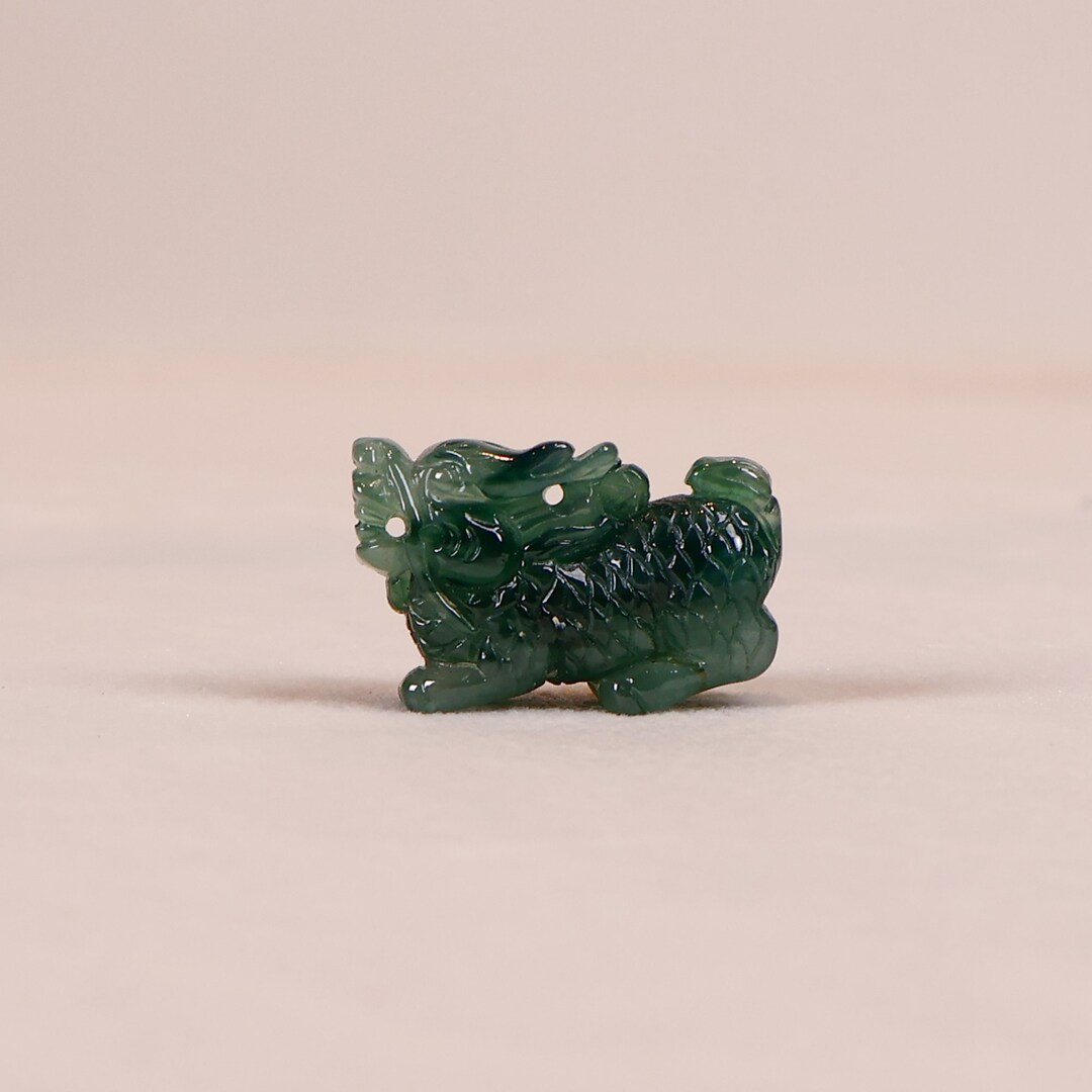 Jade Qilin Charm, Pale Green Jade Kylin Pendant, Lucky Jade Charm ...