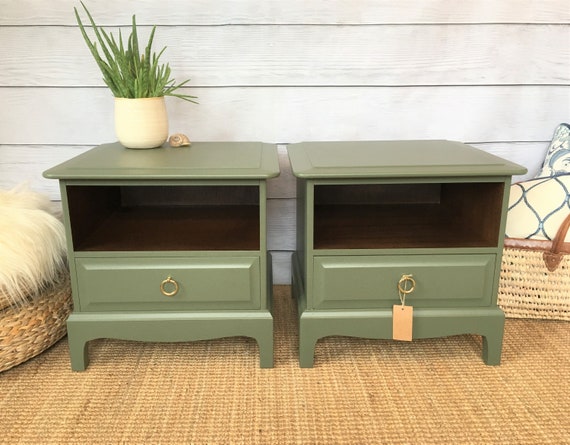 SOLD available to commission Pair of vintage Stag Minstrel upcycled bedside tables end tables Etsy