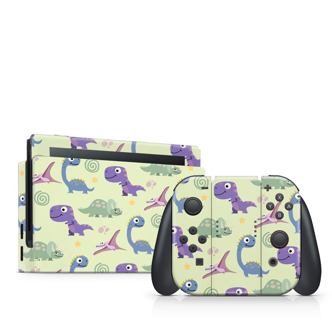 Dinosaurs Nintendo Switch Skins Green Purple Cute Dinosaur Art - Etsy