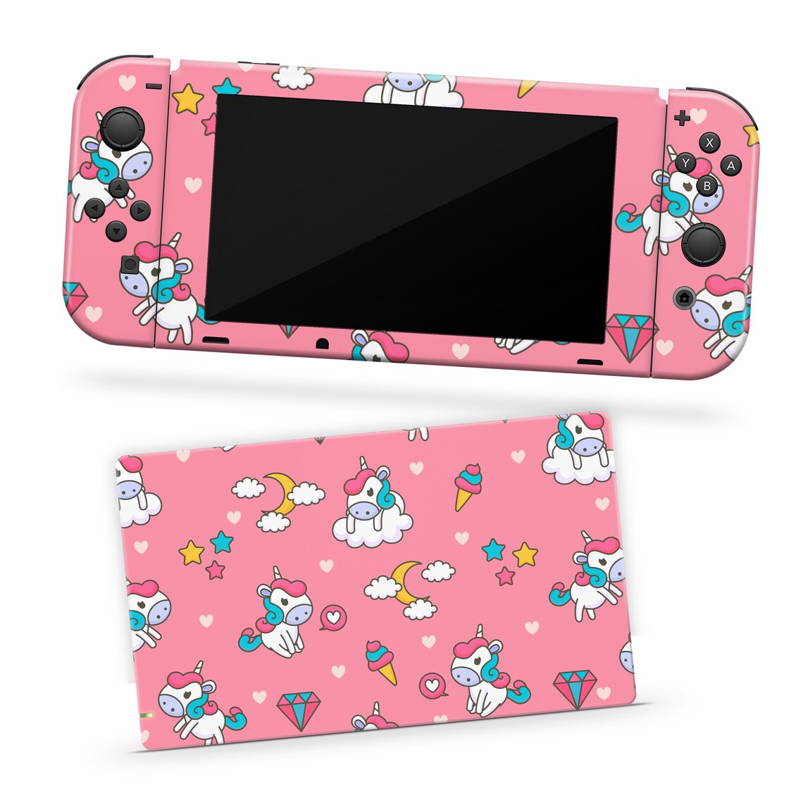 Cute Pink Unicorns Clouds Nintendo Switch Skins Moon Pink Skin - Etsy
