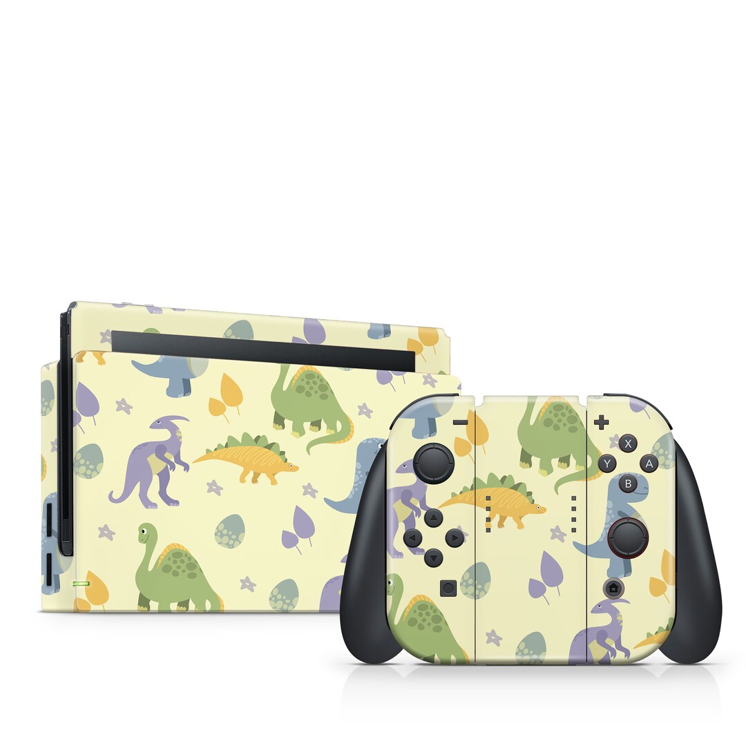 Drawn Dinosaurs Nintendo Switch Skins Green Yellow Cute - Etsy
