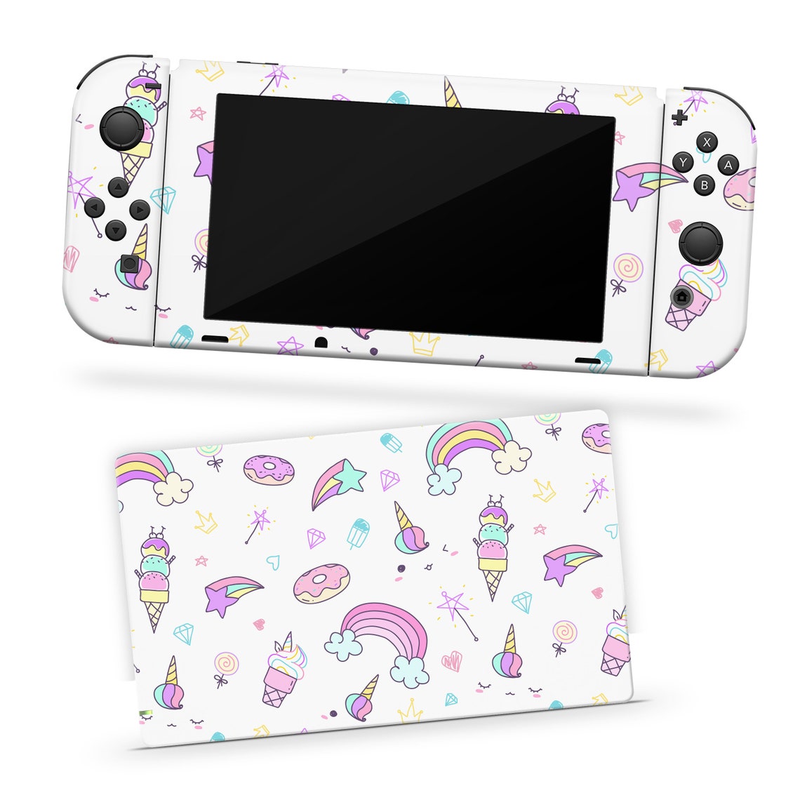 Cute Pink Skin for Nintendo Switch Rainbow Unicorns Decals Ice - Etsy