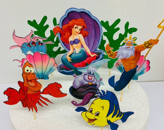 Princess Mermaid Ariel Cake Topper, Glitter Cake Topper, Personalized ...