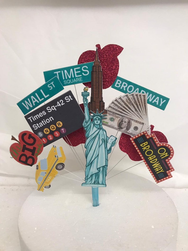 New York the Big Apple Birthday Cake Topper, Statue of Liberty Cab ...