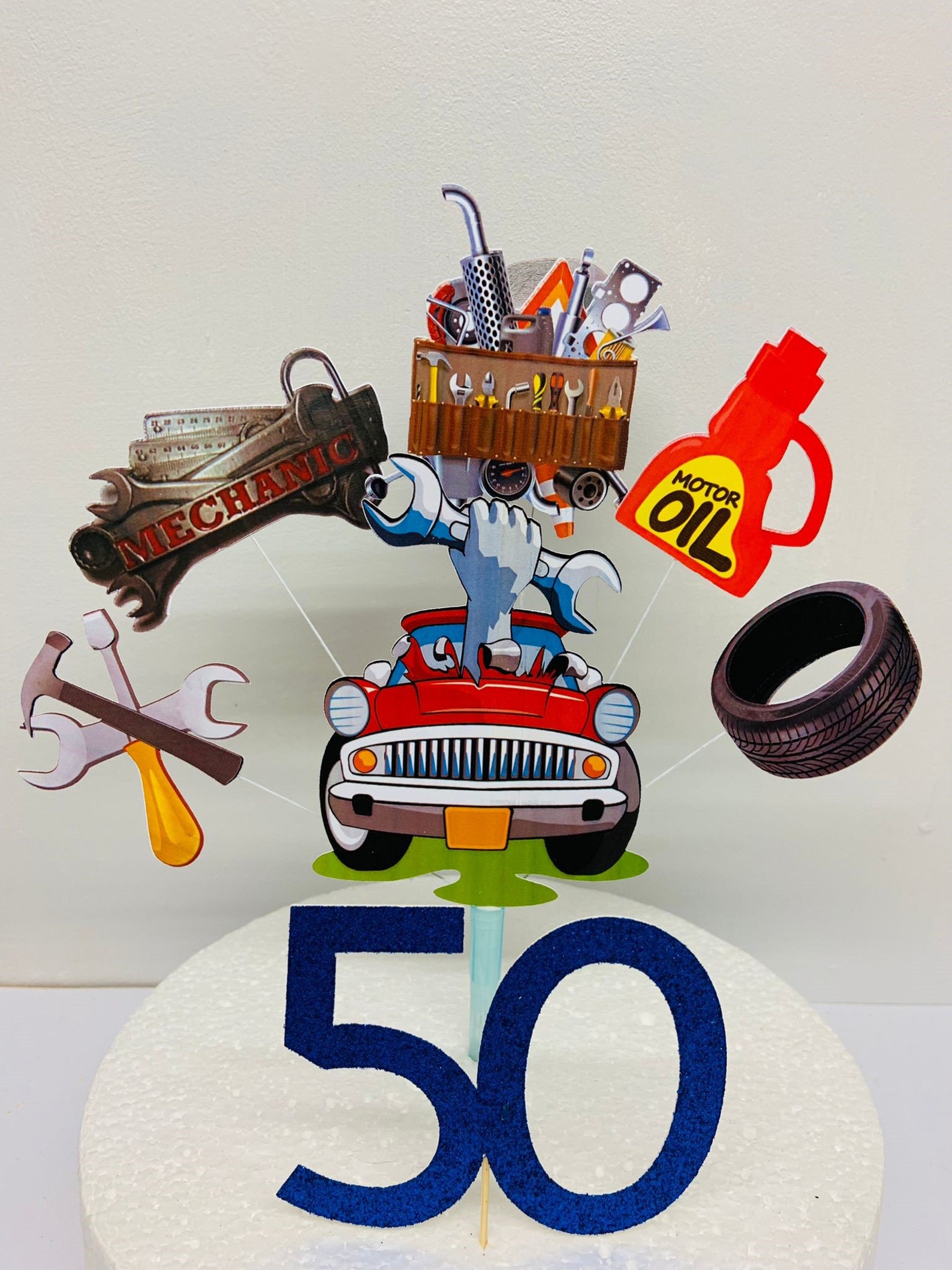 Car Mechanic Cake Topper Personalised Birthday Cake Topper in Pick - Etsy
