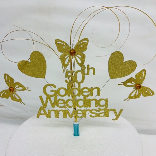 Anniversary Cake Topper. Golden Wedding Anniversary. Table - Etsy UK