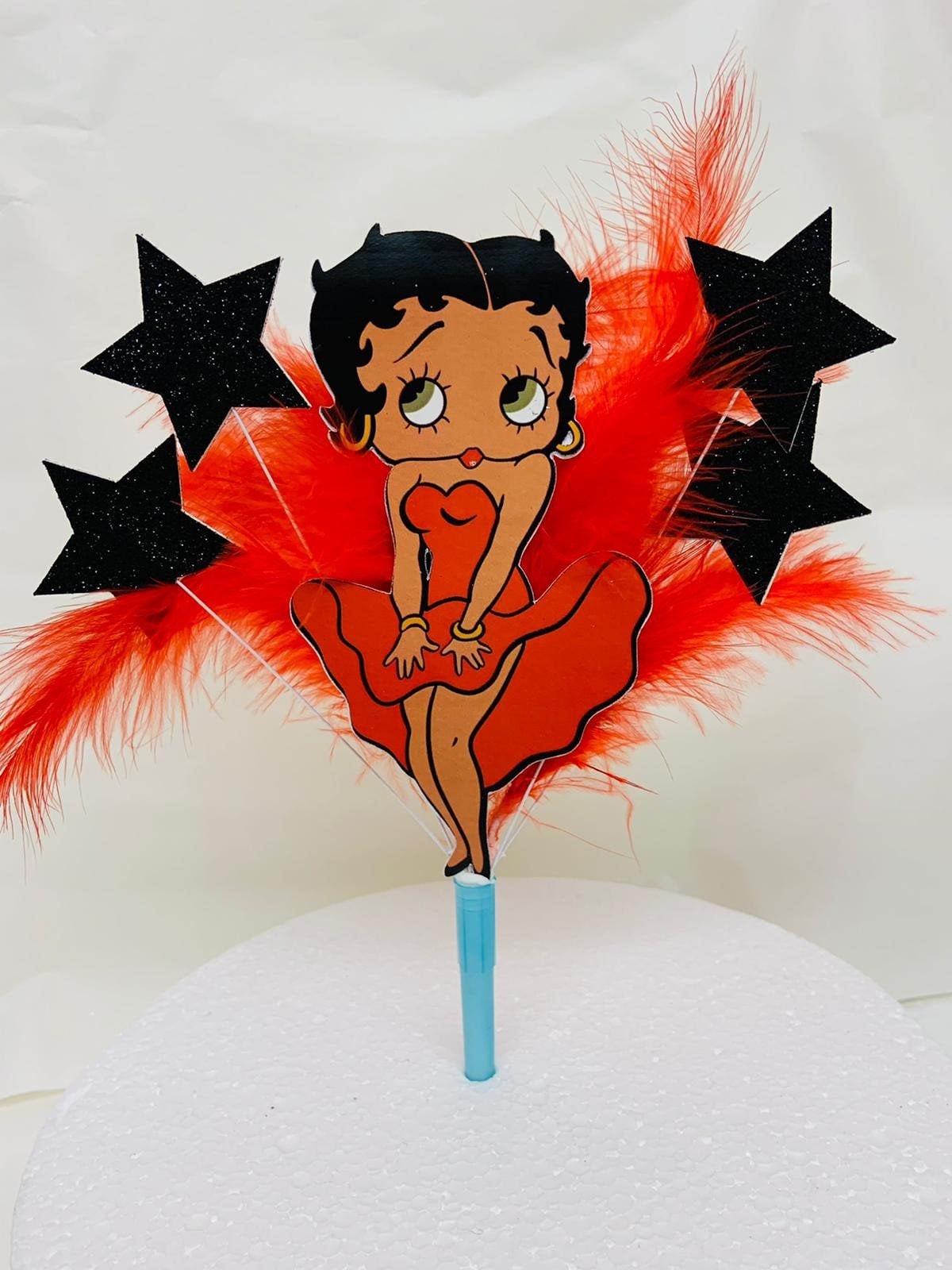 Betty Boop With Feathers Birthday Cake Topper in Pick, Betty Boop ...