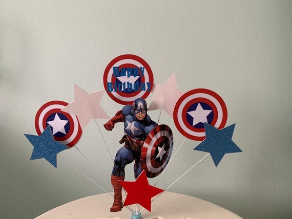 Captain America Birthday Cake Topper unofficial | Etsy