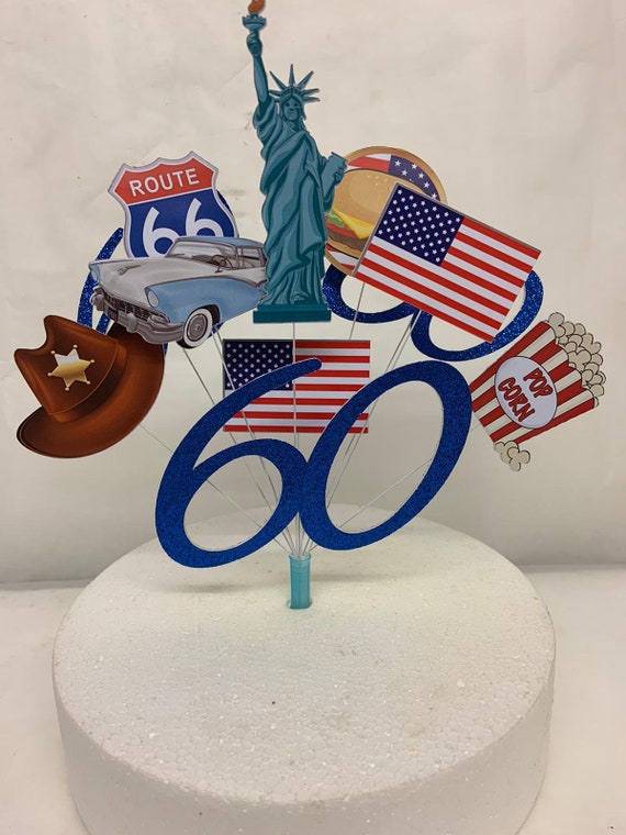 USA Theme Cake Liberty Route 66 Flag Etc Birthday Age - Etsy