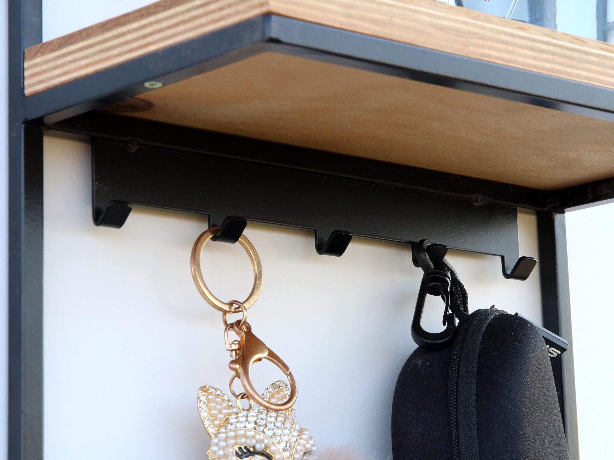 Industrial Metal Shelf, Key Shelf, Wooden Shelf, Key Holder, Wall ...