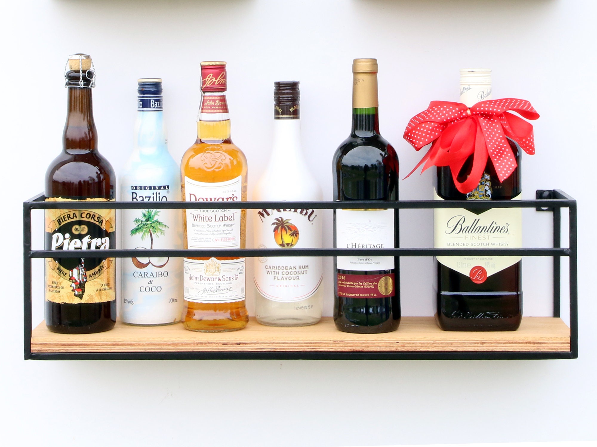 Floating Bottle Shelf Strong Metal Wood Shelf Gin and Tonic - Etsy