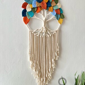 Green Leaf Macrame Tree of Life, Tree of Life Macrame Wall Hanging With ...