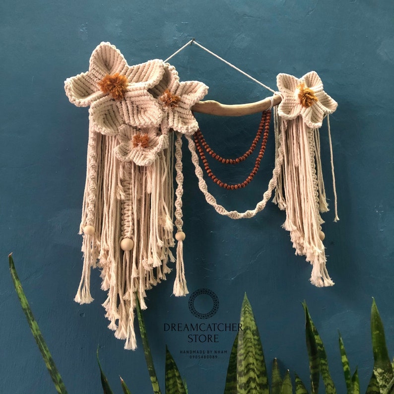 Macrame Flower Wall Hanging Macrame Flower Flower Wall Art - Etsy