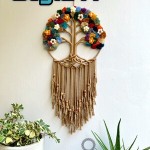 Green Leaf Macrame Tree of Life, Tree of Life Macrame Wall Hanging With ...