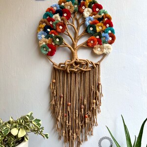 Green Leaf Macrame Tree of Life, Tree of Life Macrame Wall Hanging With ...