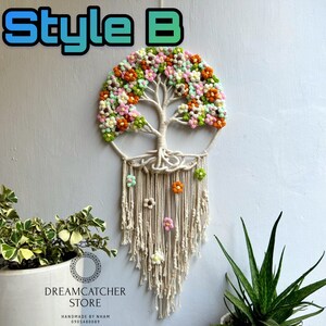 Green Leaf Macrame Tree of Life, Tree of Life Macrame Wall Hanging With ...