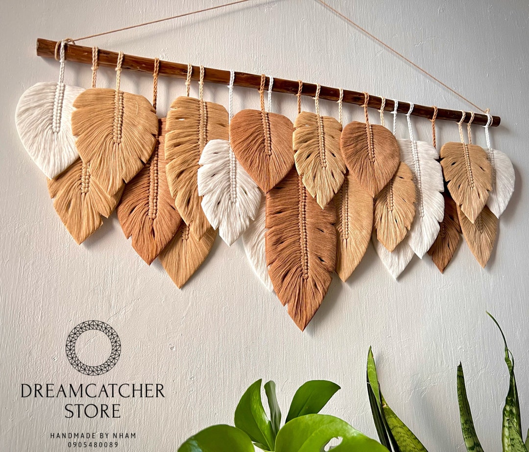 Large Leaf Macrame Wall Hanging, Large Leaf Macrame Wall Art, Macrame Wall Art, Wall Tapestries ...