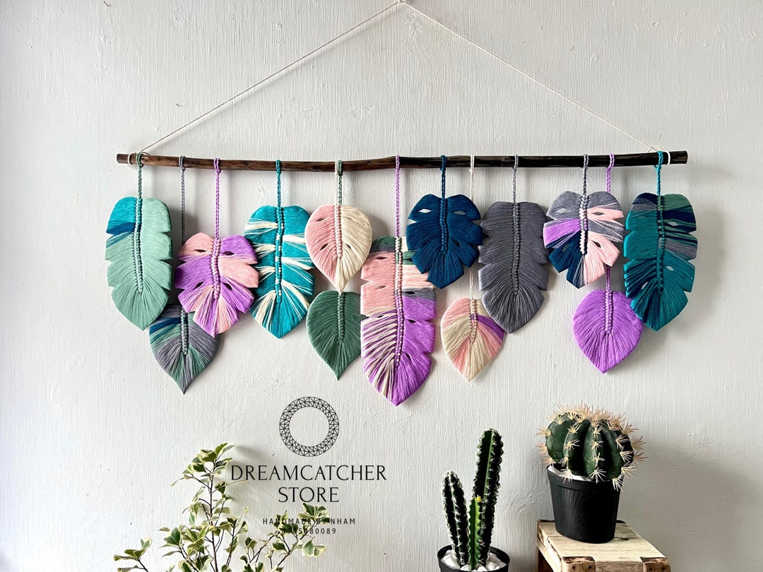 Large Macrame Monstera Leaf Wall Hanging: Boho Tapestry Art - Etsy