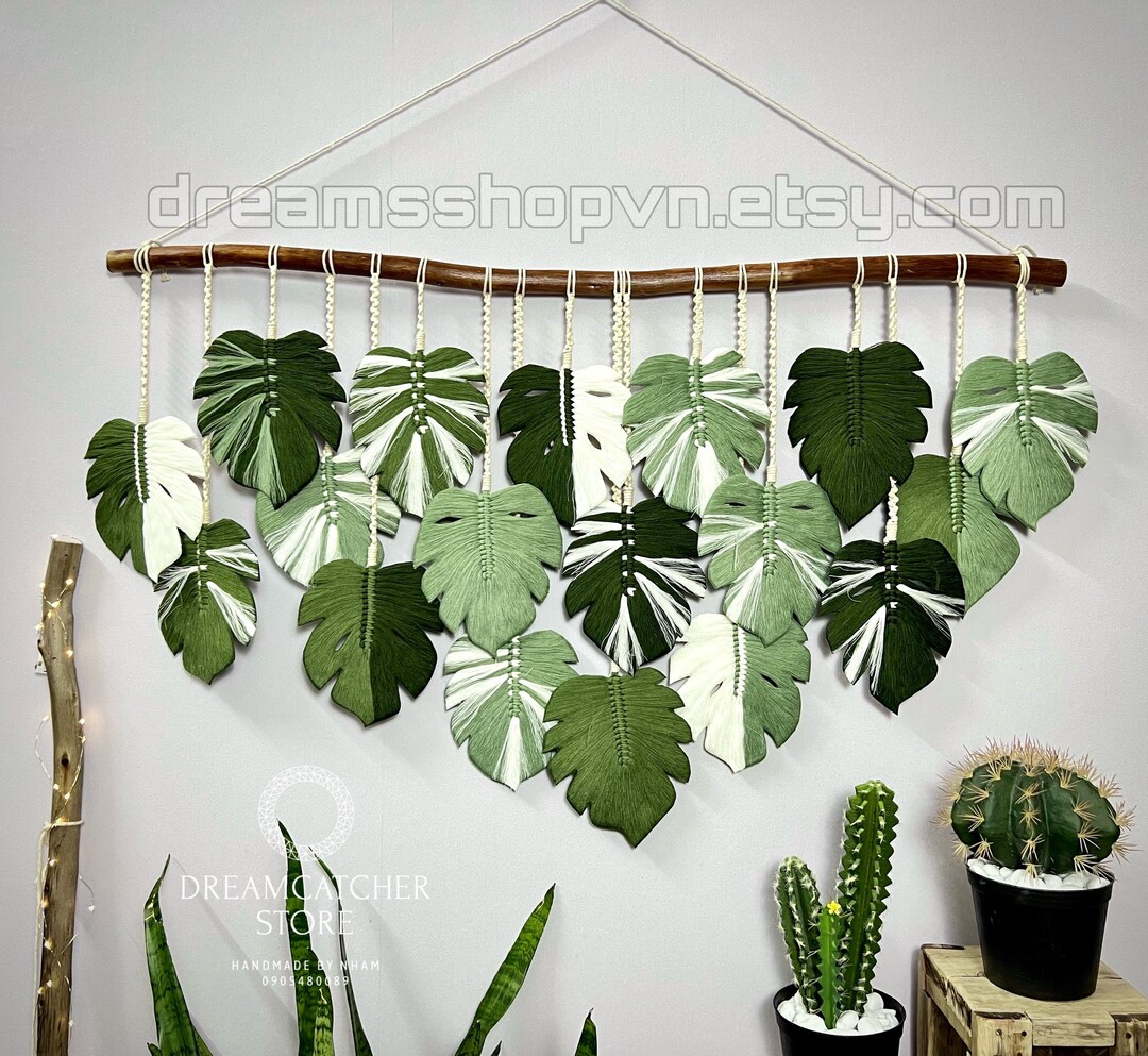 Large Cotton Monstera Leaf Headboard: Boho Jungle Decor - Etsy