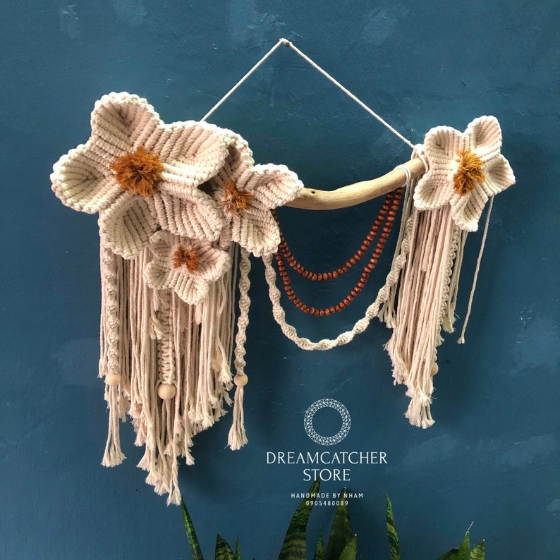 Macrame Flower Wall Hanging Macrame Flower Flower Wall Art | Etsy