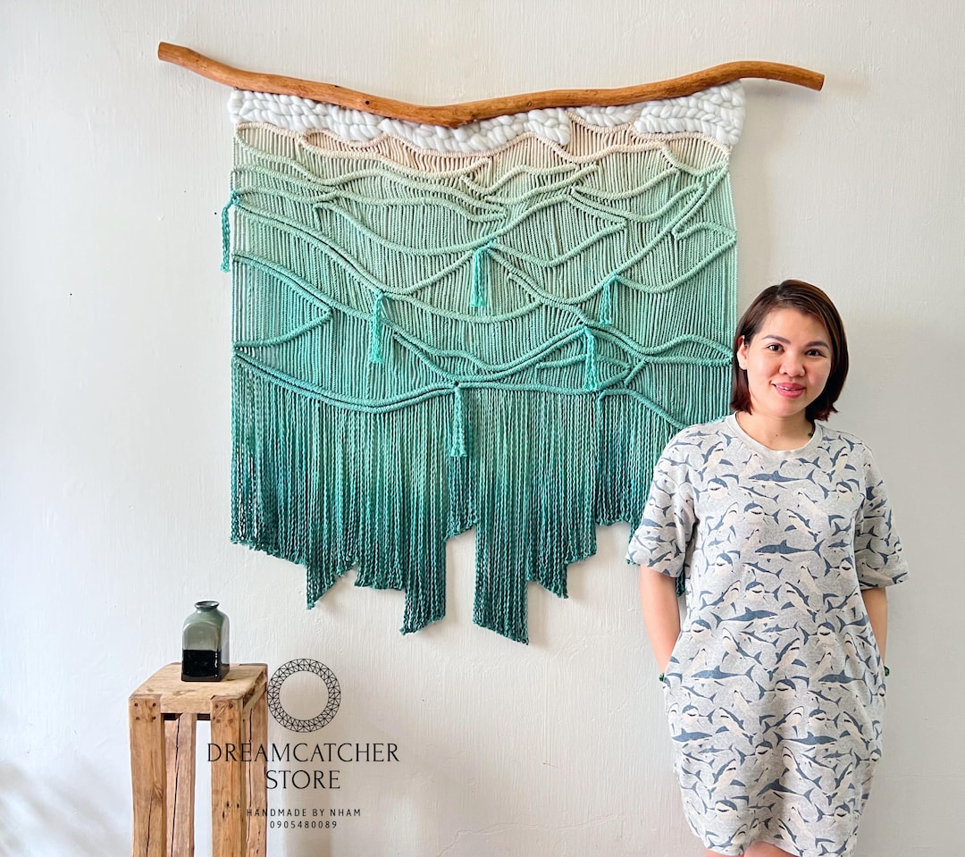 Hand-dyed Macrame Wall Hanging: Modern Farmhouse Tapestry - Etsy