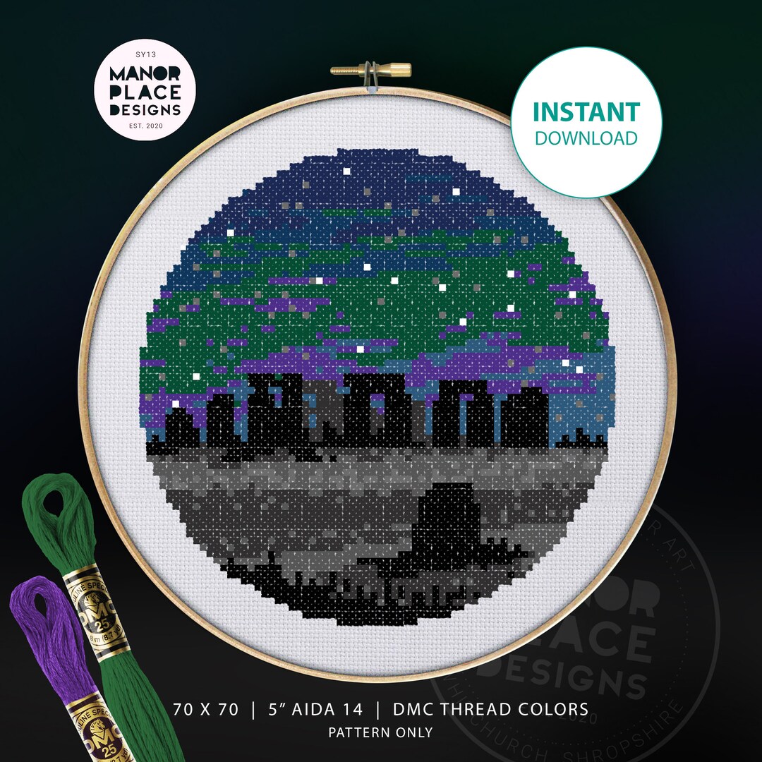 Stonehenge at Night Cross Stitch Pattern INSTANT DOWNLOAD DMC Colours ...