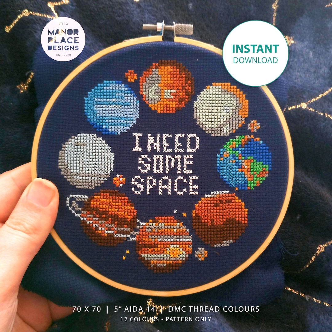 Solar System Cross Stitch Pattern INSTANT DOWNLOAD DMC Colours - Etsy