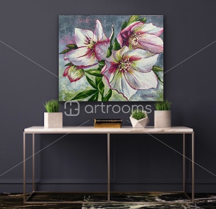 Hellebores , Oil Painting, Wall Art, Flower Home Decor, Gift ...