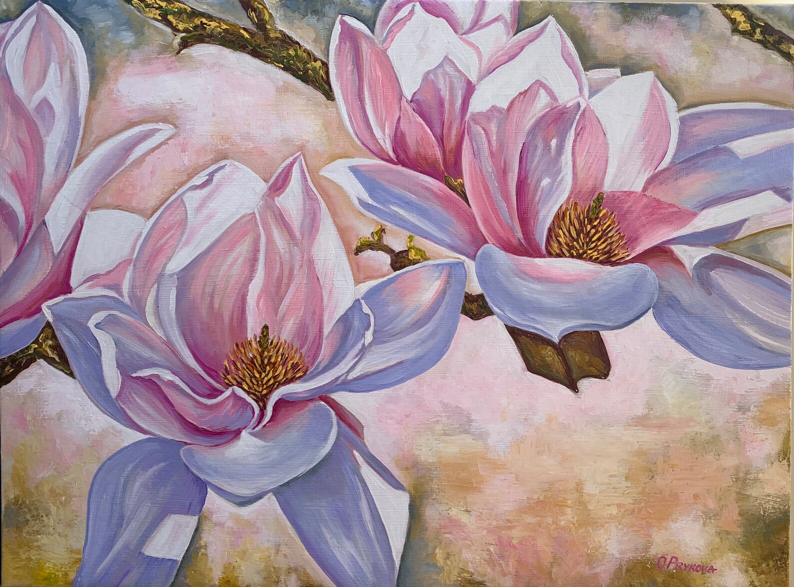 Magnolias Large Oil Painting Floral Art Flower Wall Decor - Etsy
