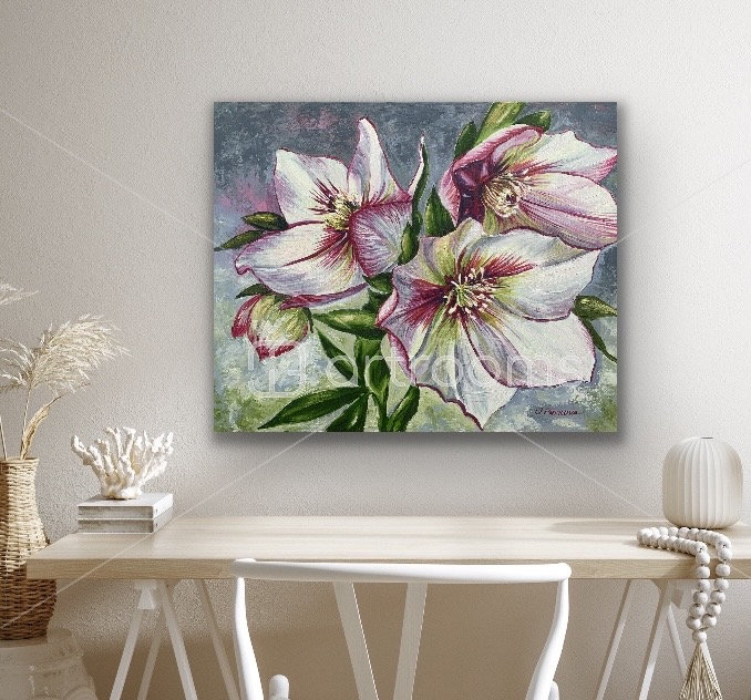 Hellebores , Oil Painting, Wall Art, Flower Home Decor, Gift ...