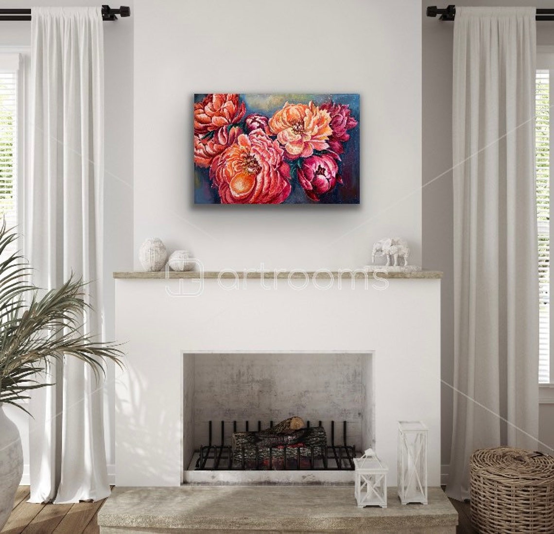 Coral Magic Oil Painting Wall Art Flower Home Decor Floral | Etsy