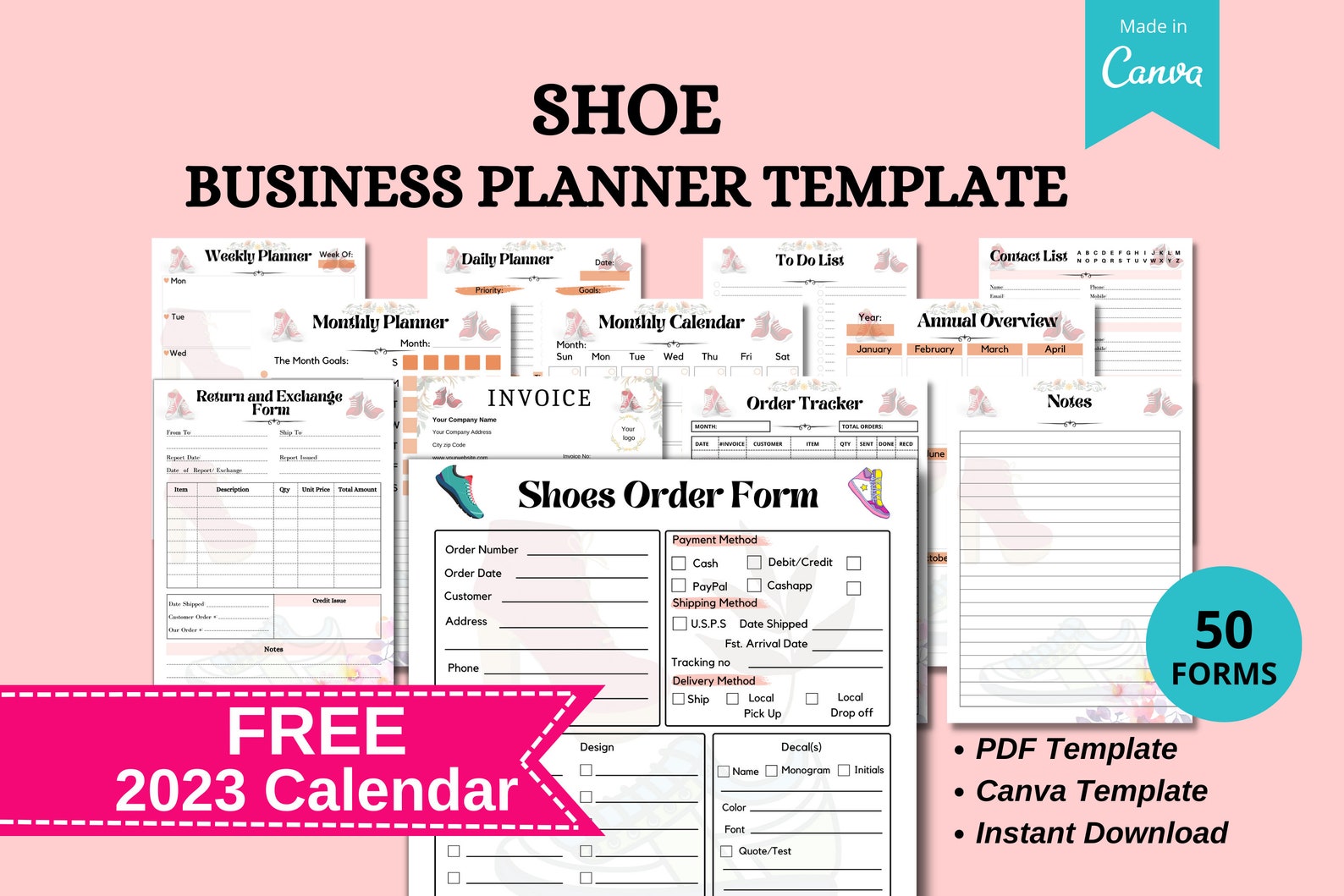 Shoe Business Planner Template Order Form Invoice Tracker - Etsy