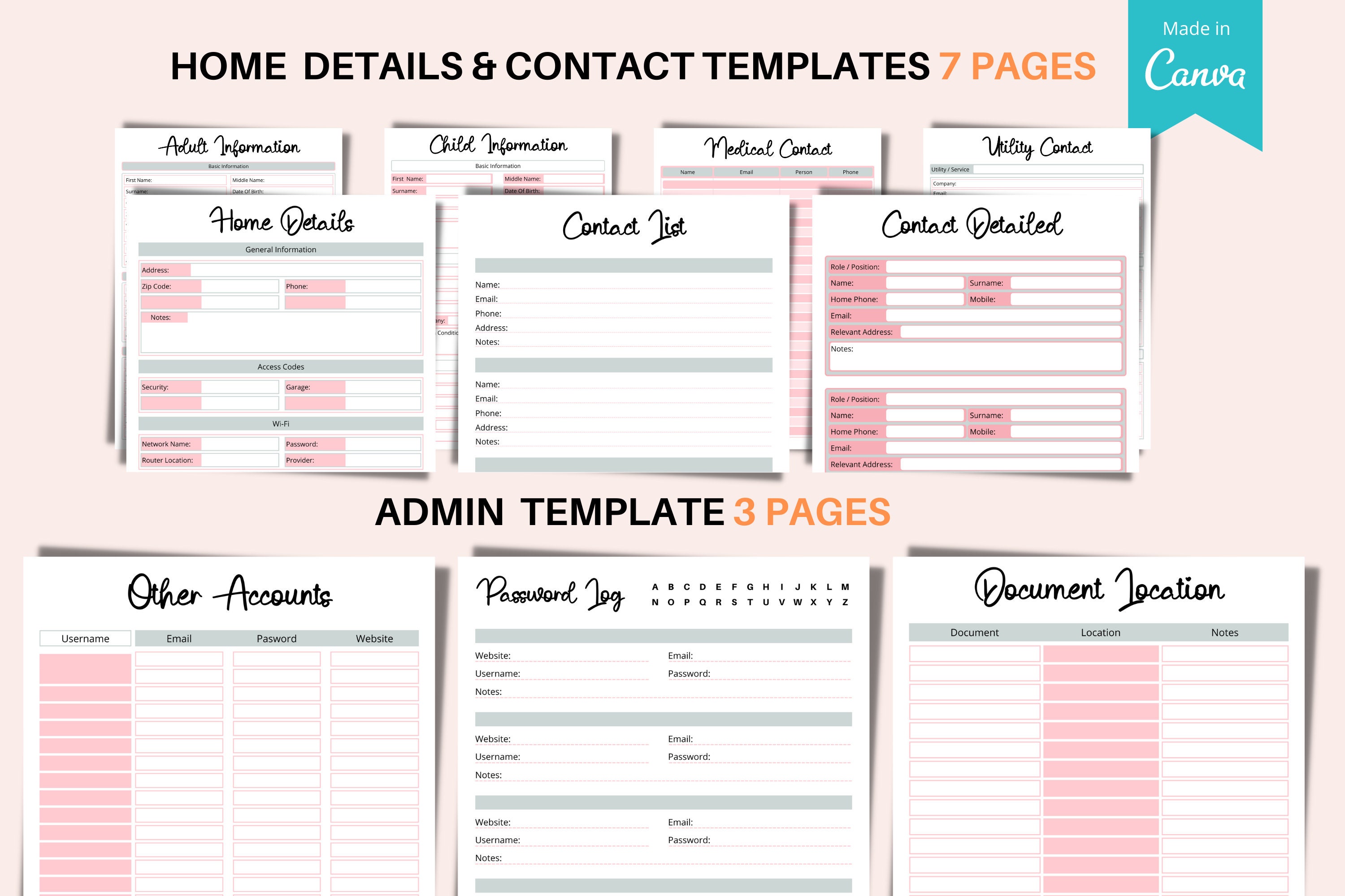 Emergency Binder Printable PDF Template Family in Case of | Etsy