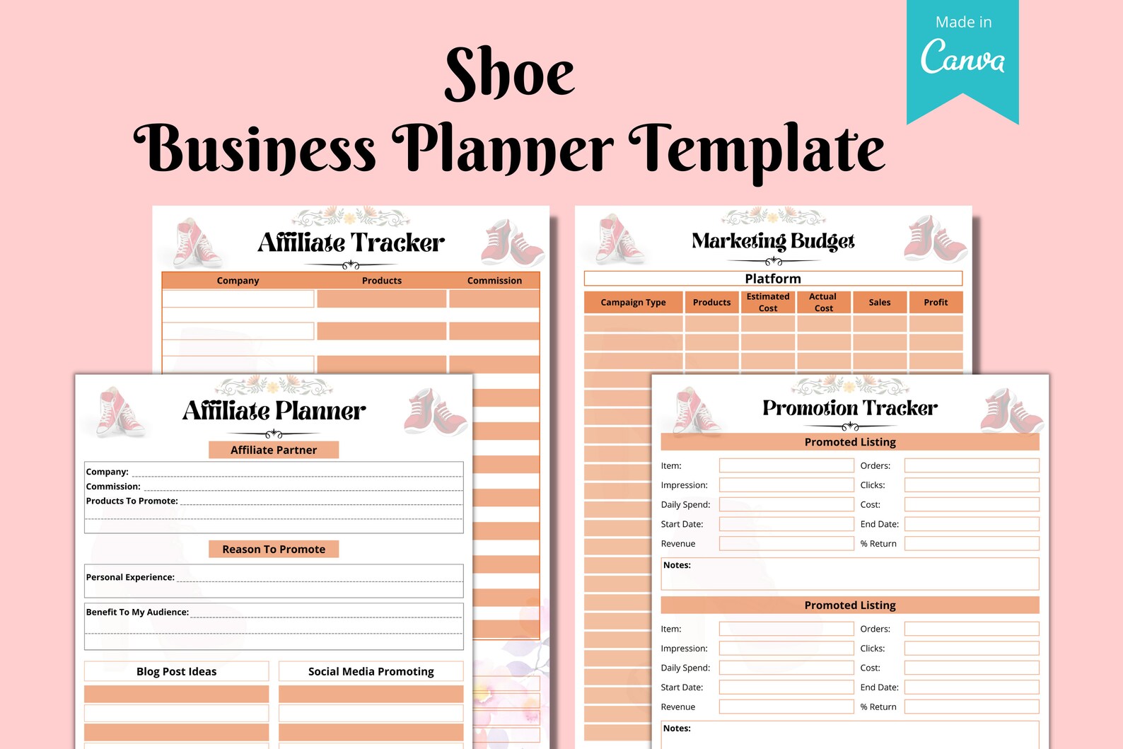 Shoe Business Planner Template Order Form Invoice Tracker - Etsy