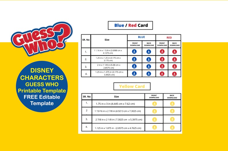 Disney Characters Guess Who Template Printable Disney | Etsy