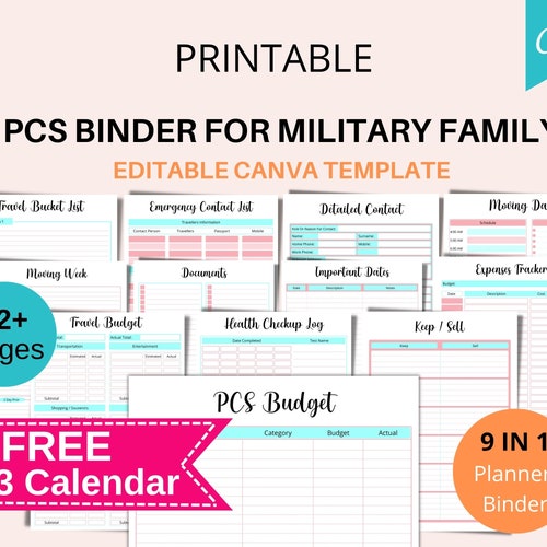PCS Binder Printable Military Move Planning Kit PCS Binder - Etsy