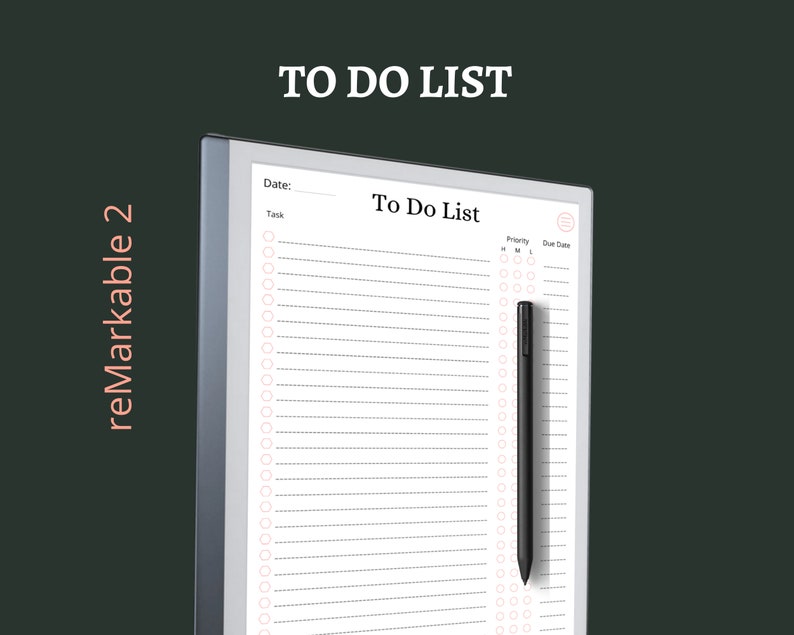 ReMarkable 2 To Do List Template Instant Download Etsy