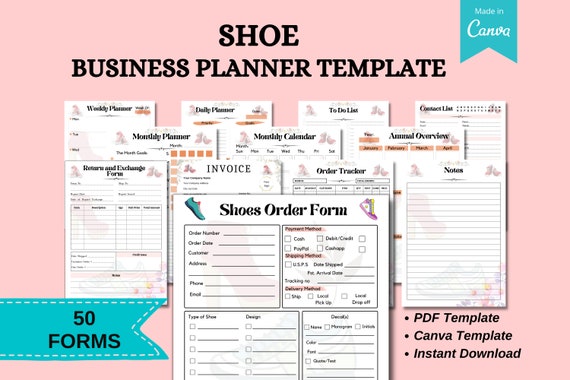 Shoe Business Planner Template Order Form Invoice Tracker - Etsy