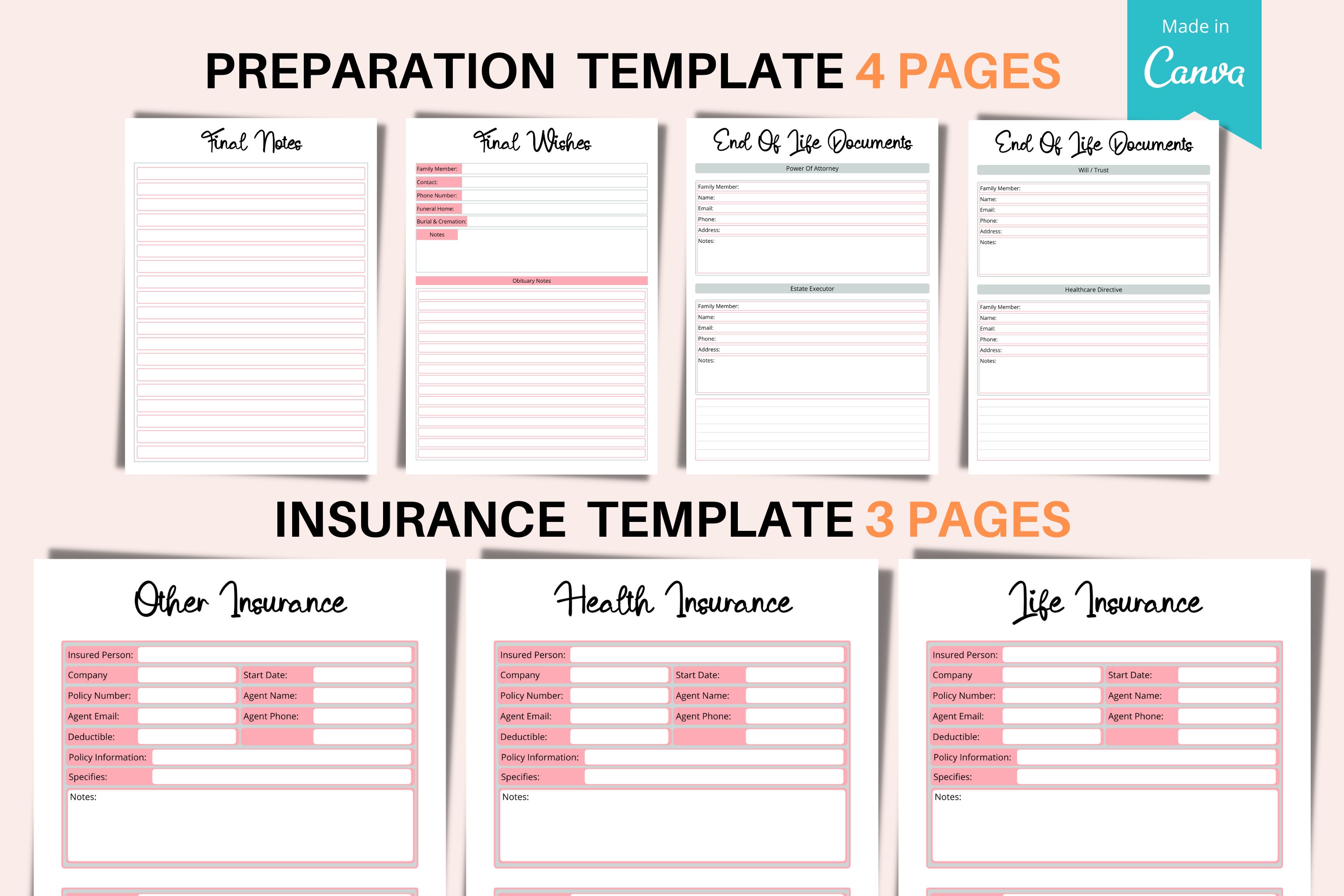 Emergency Binder Printable PDF Template Family in Case of | Etsy