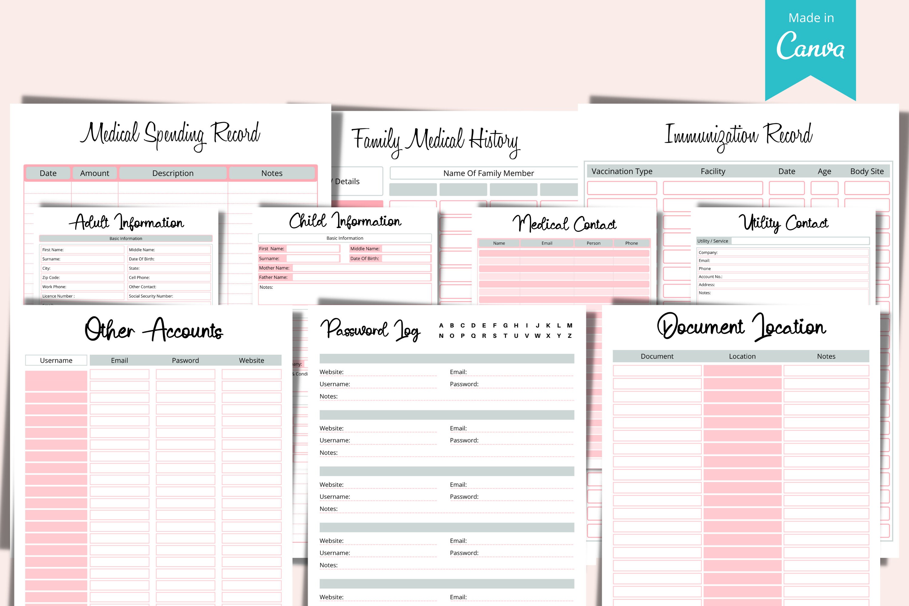 Emergency Binder Printable PDF Template Family in Case of | Etsy